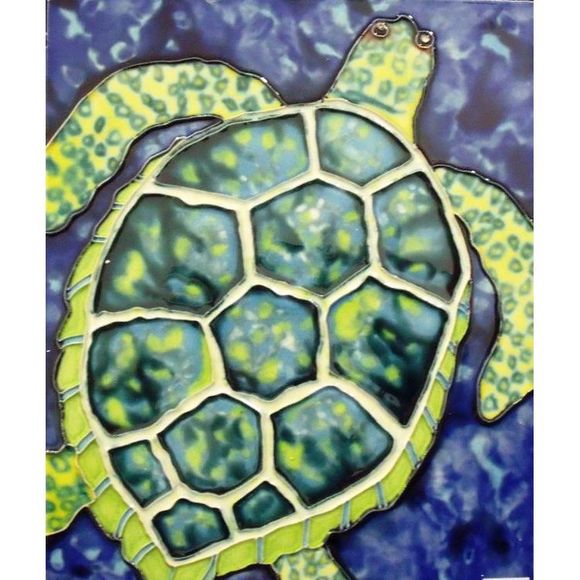 TCITILES | Accents | Tropical Ocean Reef Green Sea Turtle Ceramic Tile ...